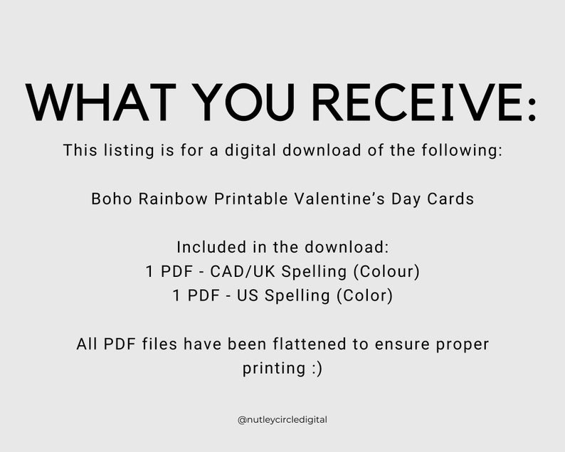 Printable Rainbow Valentines Day Cards, Classroom Valentines Day Cards ...