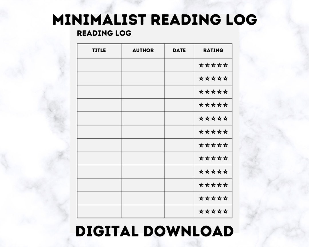 Minimalist Reading Log, Books to Read List, Printable Habit Tracker ...