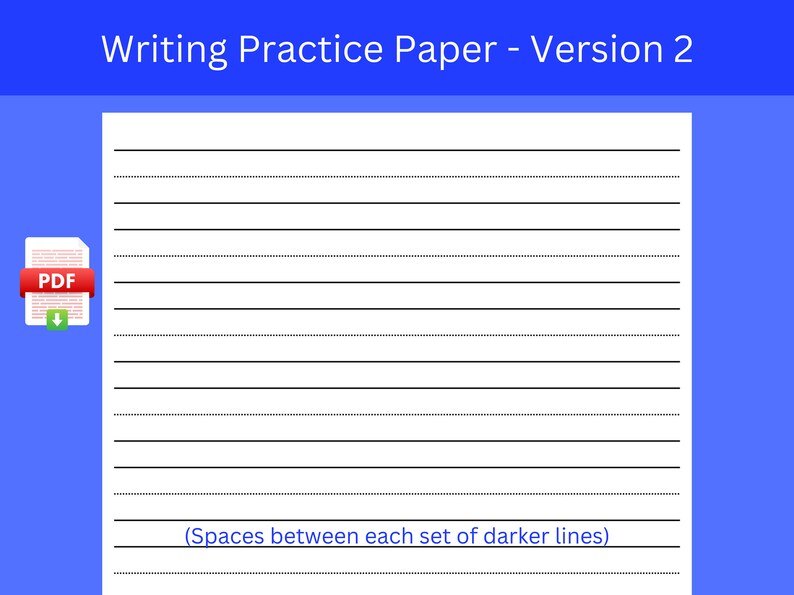 Practice Writing Paper, Printable Lined Paper, Writing Practice Paper ...