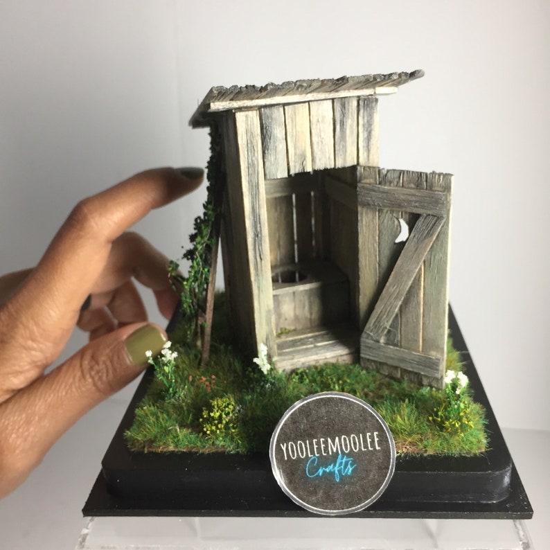 Abandoned Outhouse Handmade Miniature Diorama Scene Mini Tabletop Decor ...