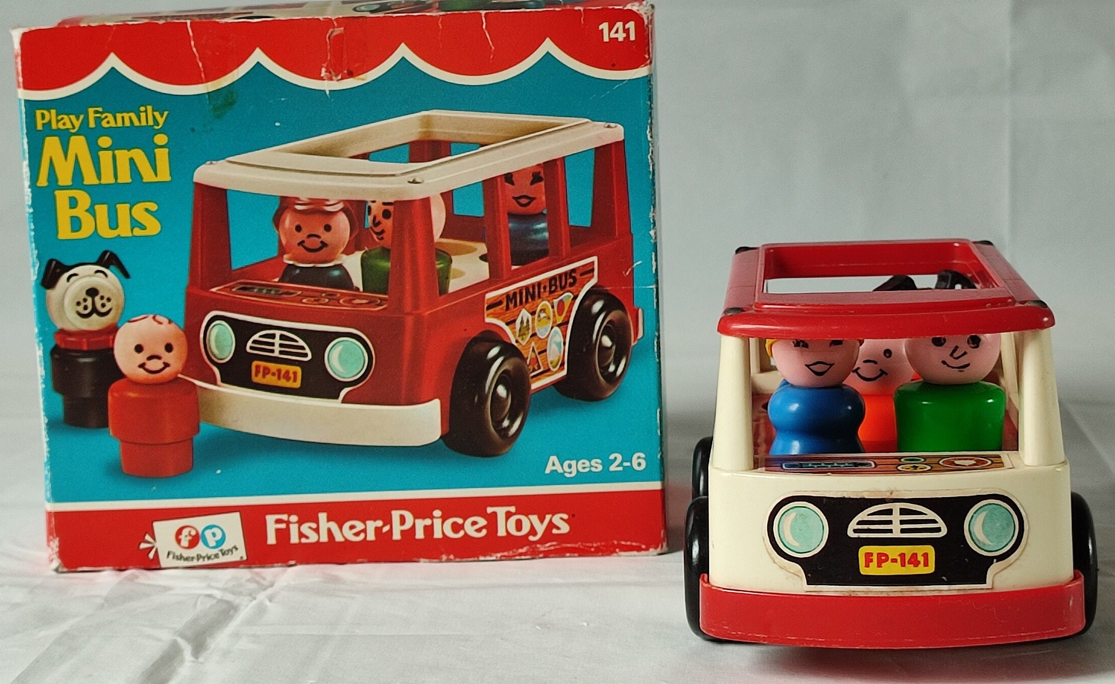Vintage Fisher Price Play Family Mini Bus 141 Complete With Original ...