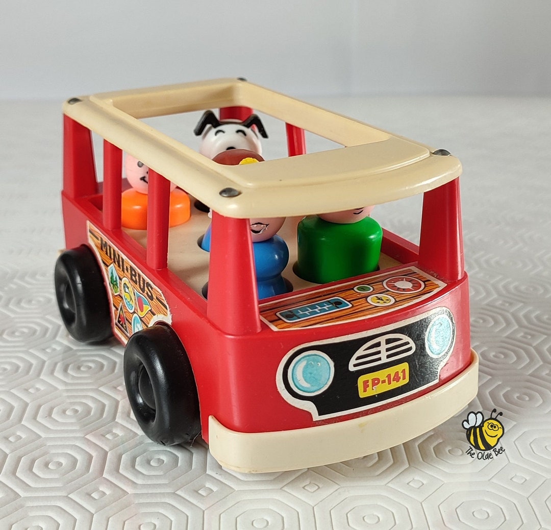 Vintage Fisher Price Play Family Mini Bus Red Body 141 Complete Made in ...