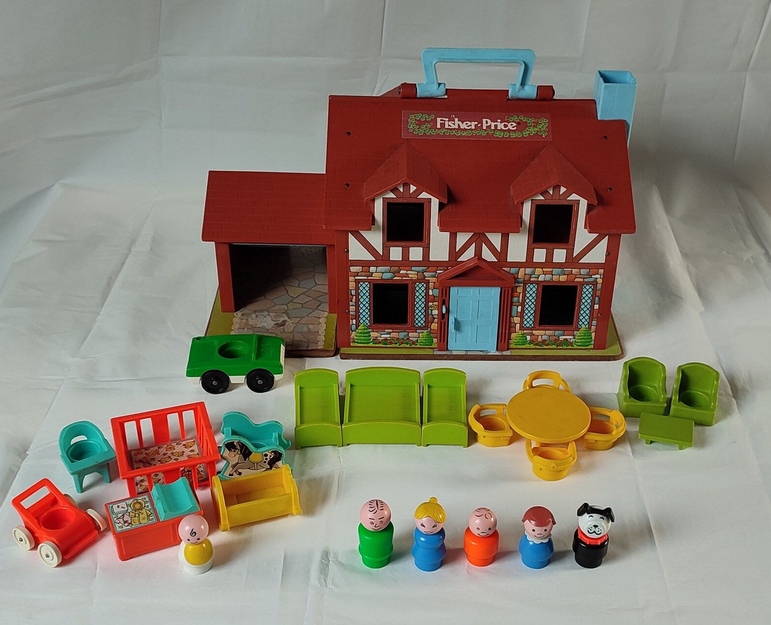 Vintage Fisher Price Play Family House brown House 952 Complete, With ...