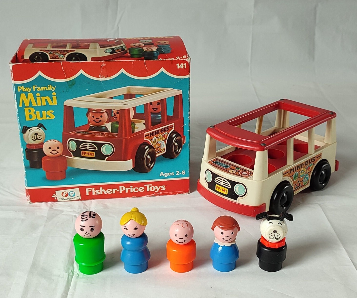 Vintage Fisher Price Play Family Mini Bus 141 Complete With Original ...