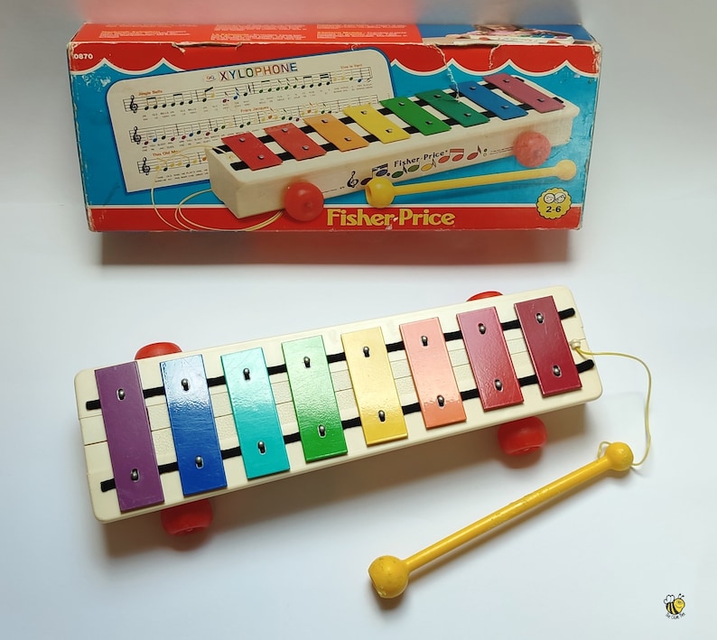 Vintage Fisher Price Pull-a-tune Xylophone #870, Complete With Original ...