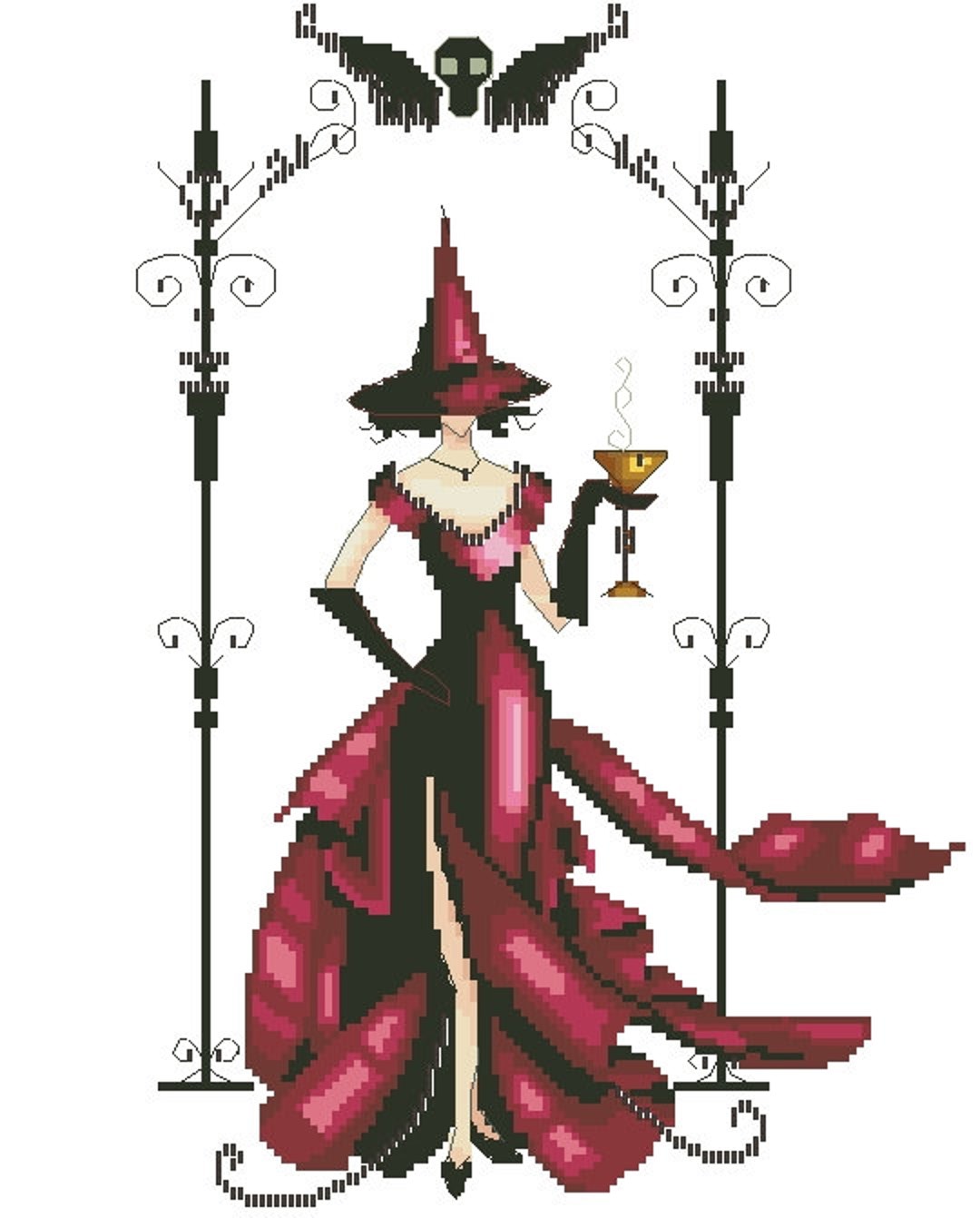 Red WITCH Cross Stitch Pattern Red WITCH Cross Stitch - Etsy
