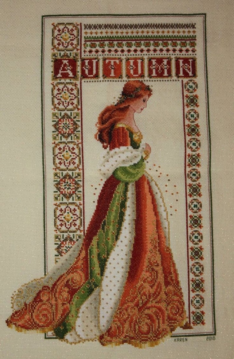 Cross Stitch Pattern SAGA Pdf Xsd Season AUTUMN WOMAN Cross Stitch Lady ...