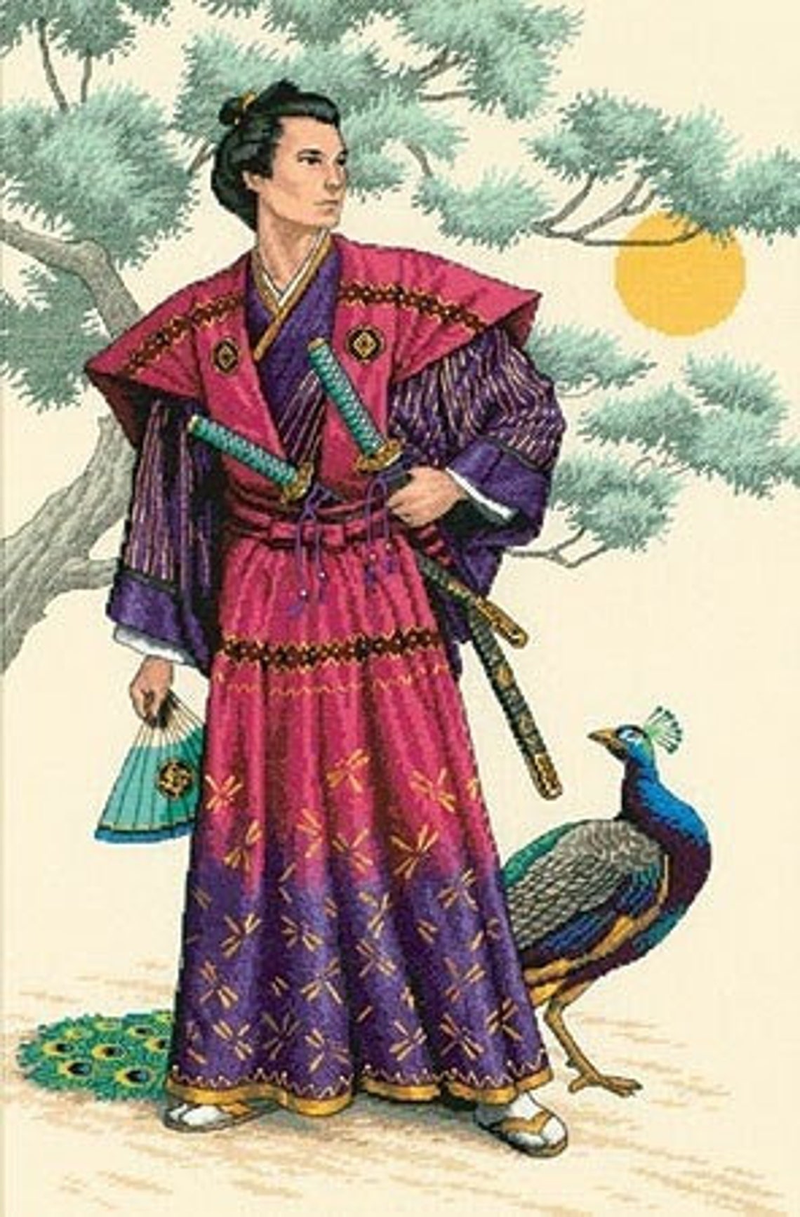 Cross Stitch Pattern SAGA Pdf Xsd SAMURAI With Peacock Cross Stitch ...