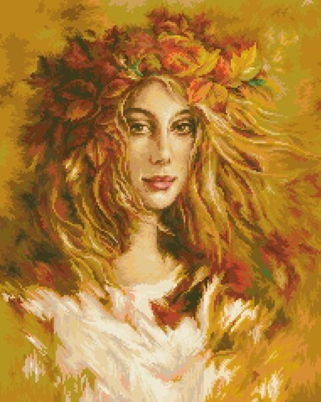 The Face of Autumn Cross Stitch Pattern the GOODESS of AUTUMN - Etsy