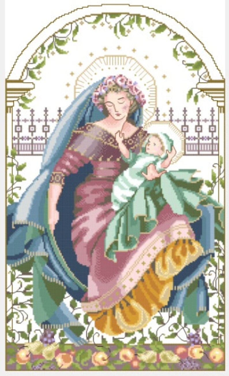Cross Stitch Pattern MADONNA With Jesus NATIVITY CHRISTMAS to Print Dmc ...