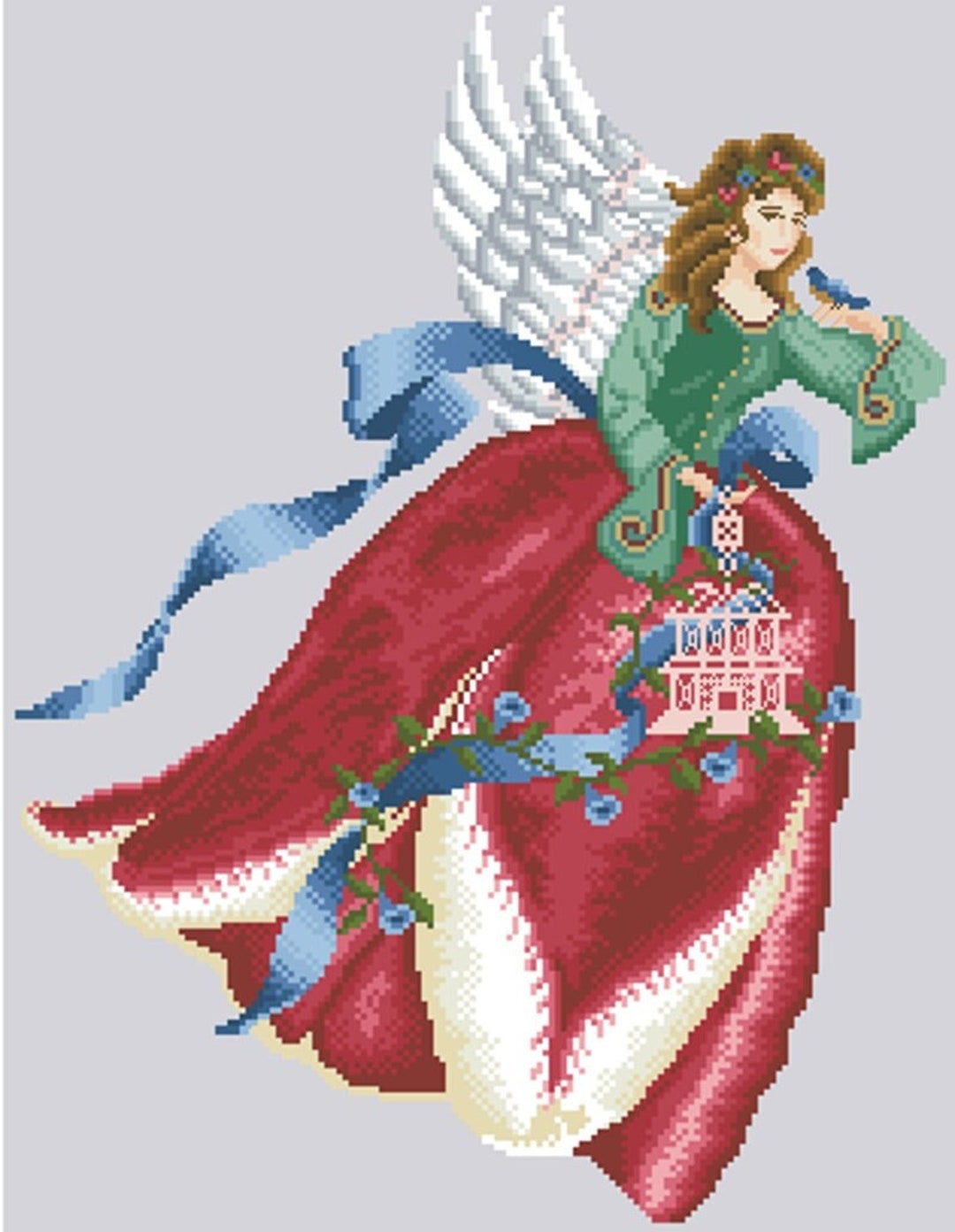 March FAIRY Cross Stitch Pattern MARCH Tulip FAIRY Cross Stitch Dmc ...