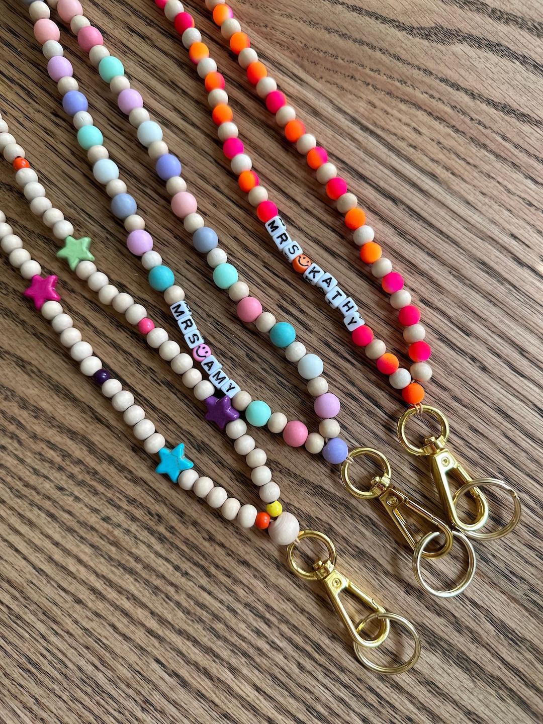 Custom Beaded Lanyard: Personalized Teacher Badge Necklace - Etsy