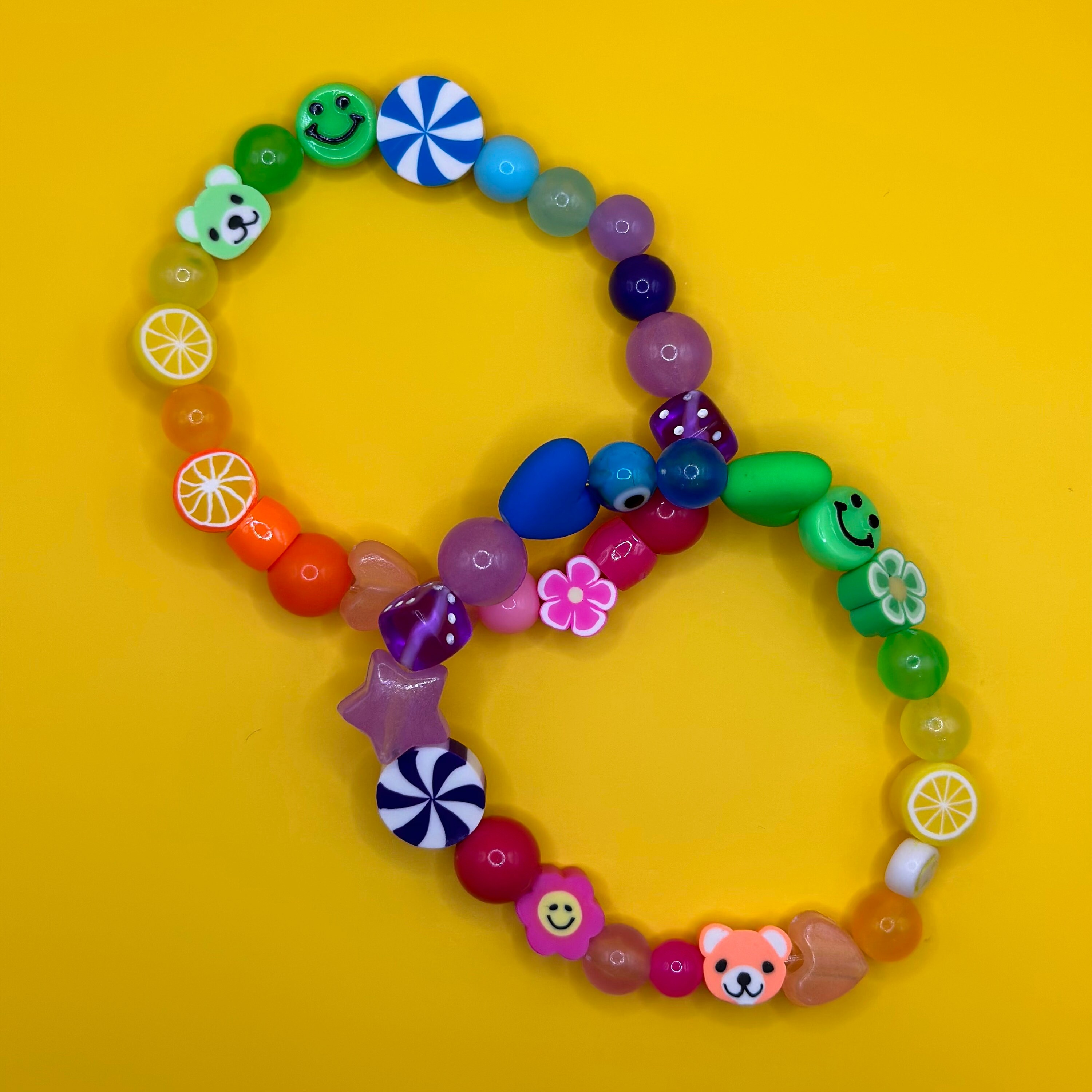 Rainbow Bead Bracelet Y2k, 90s Aesthetic Kandi, Rave, PLUR Beads Charm ...