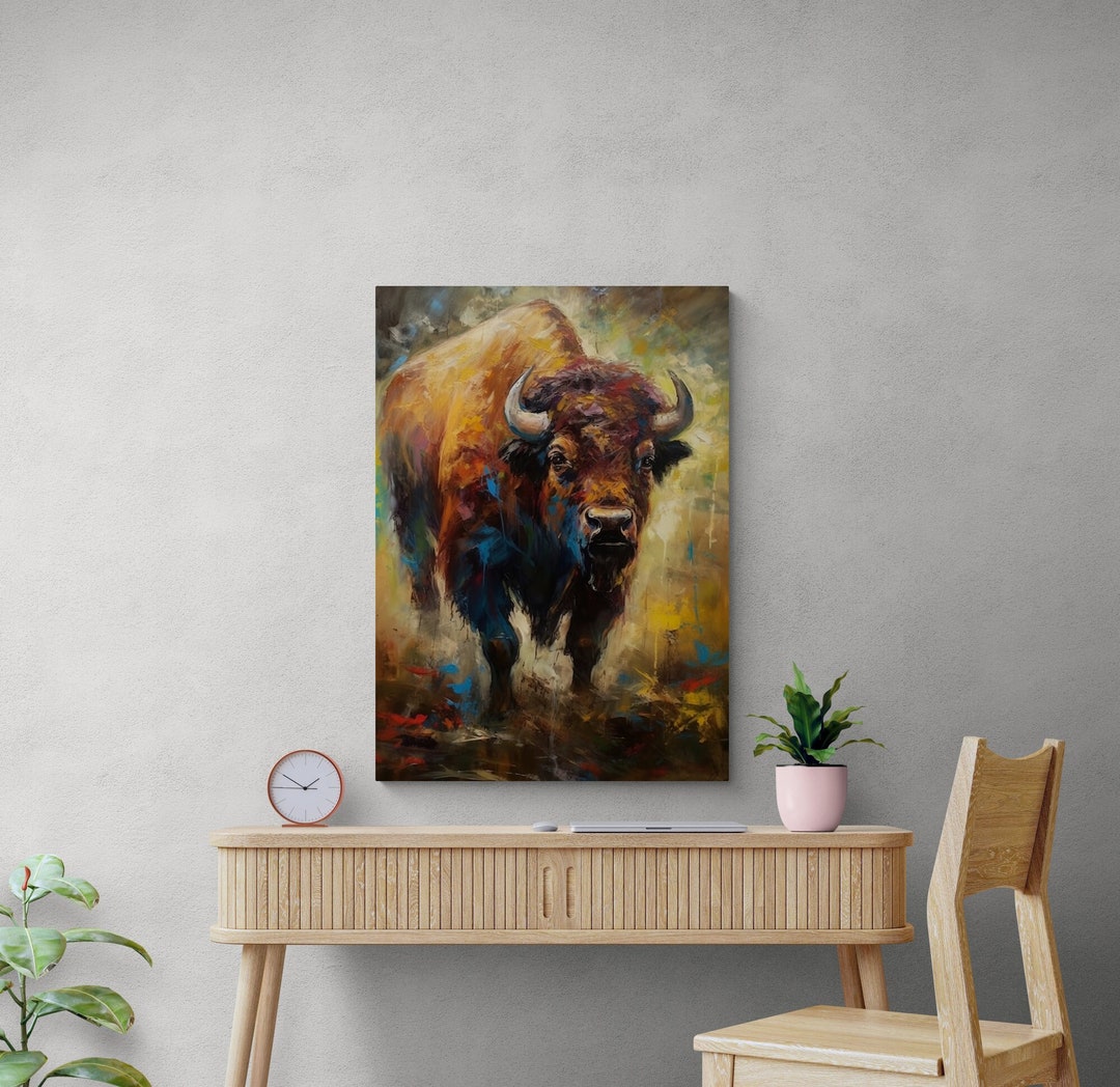 Buffalo Canvas, Buffalo Wall Art, Buffalo Painting, Buffalo Artwork ...