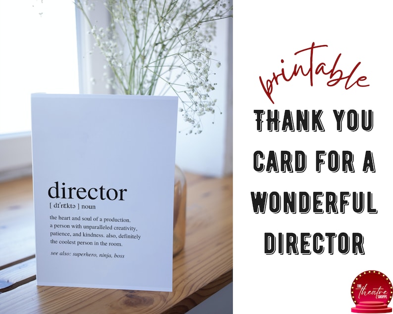 Director Definition Thank You Card: Printable Appreciation Gift (PDF ...