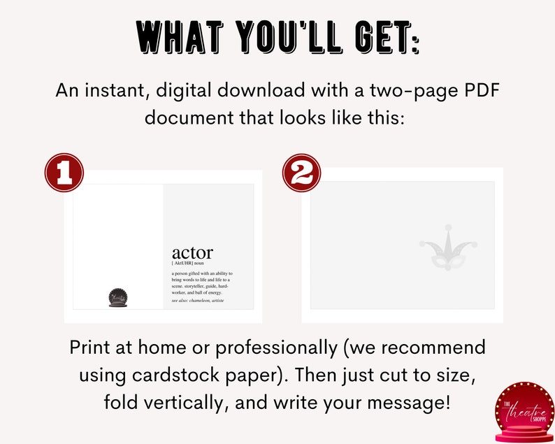 Actor Definition Greeting Card | Printable Congratulations or Thank You ...