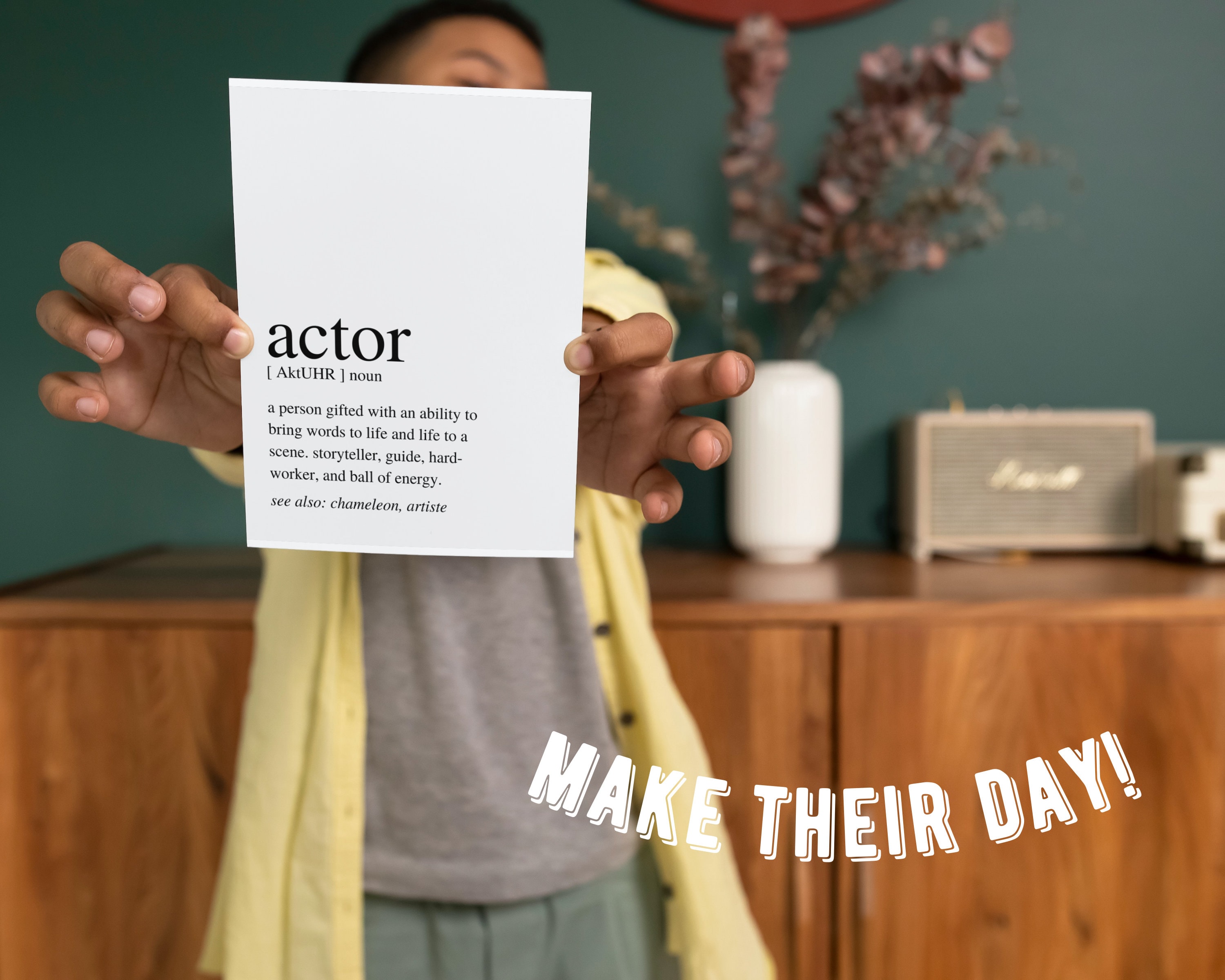 Actor Definition Greeting Card Printable Congratulations or Thank You ...