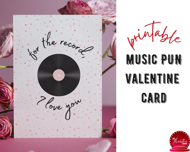 Music Pun Valentine's Day Card | Music Record Card | Printable Music ...