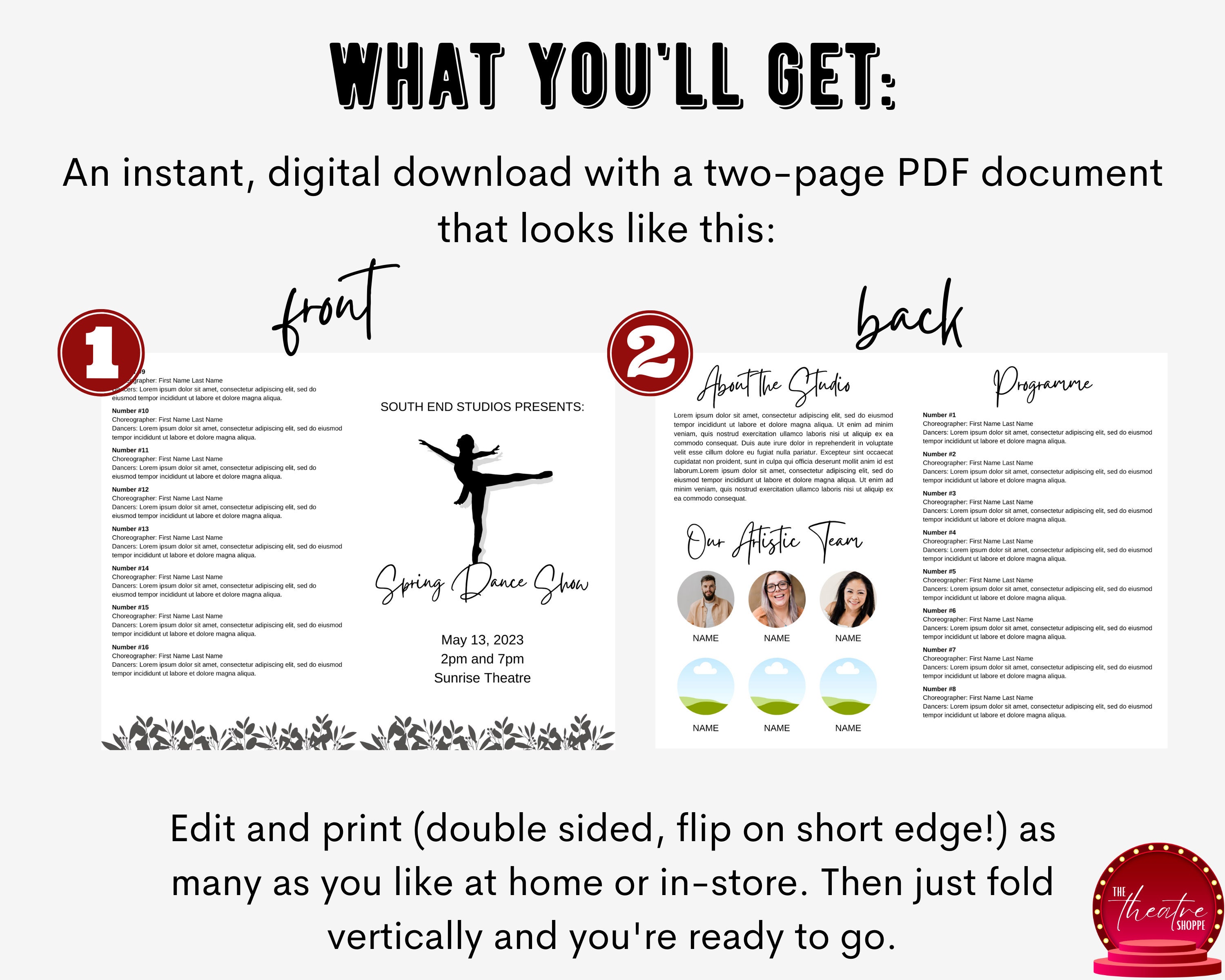 Dance Recital Program Template: Simple Bi-fold Design (canva Editable ...