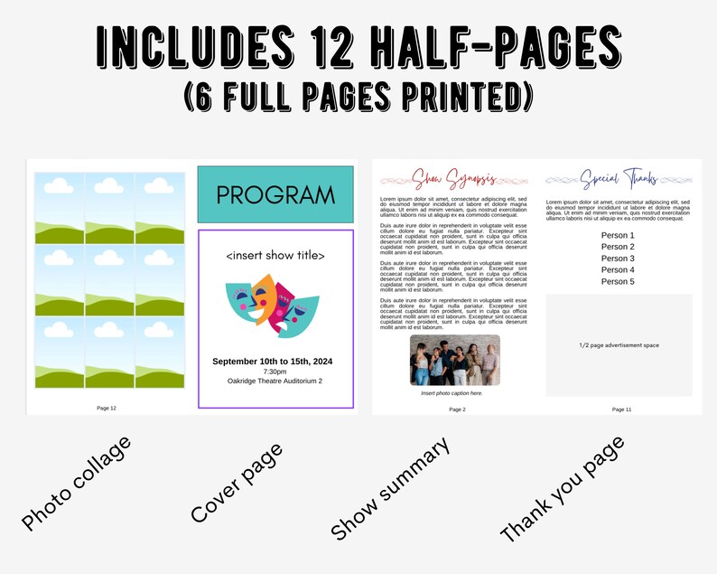 Theatre Playbill, Programme Canva Template | 12-page Printable Program ...