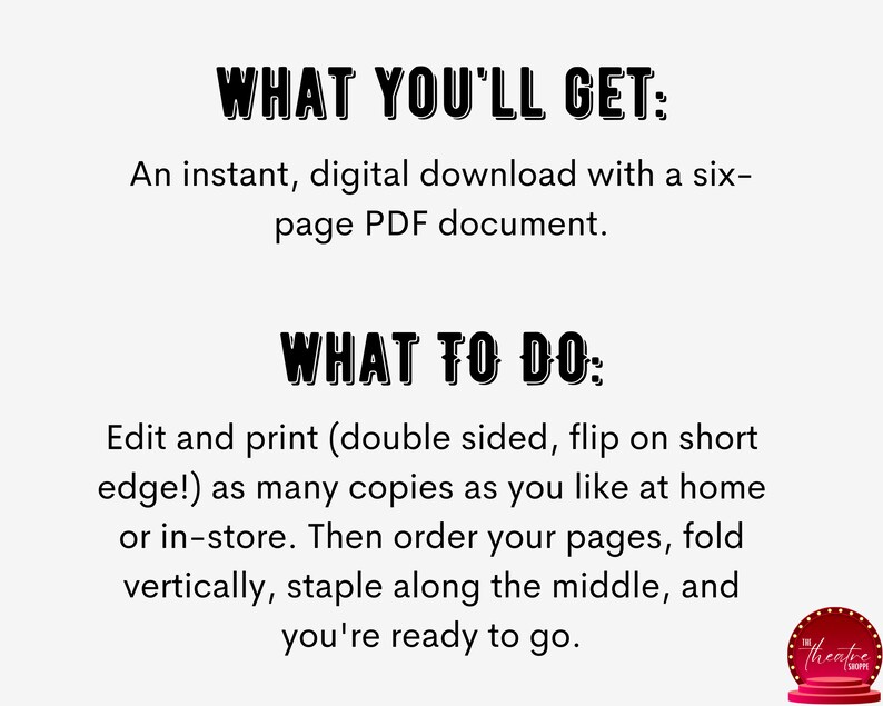 Theatre Playbill Programme Canva Template 12 page Printable Etsy