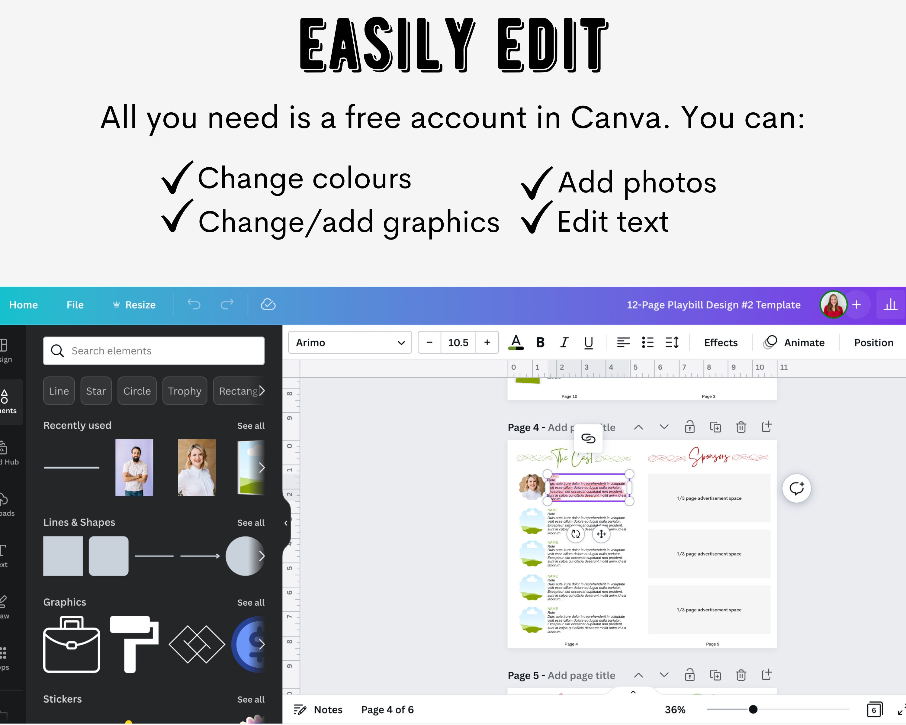 Theatre Playbill, Programme Canva Template | 12-page Printable Program ...