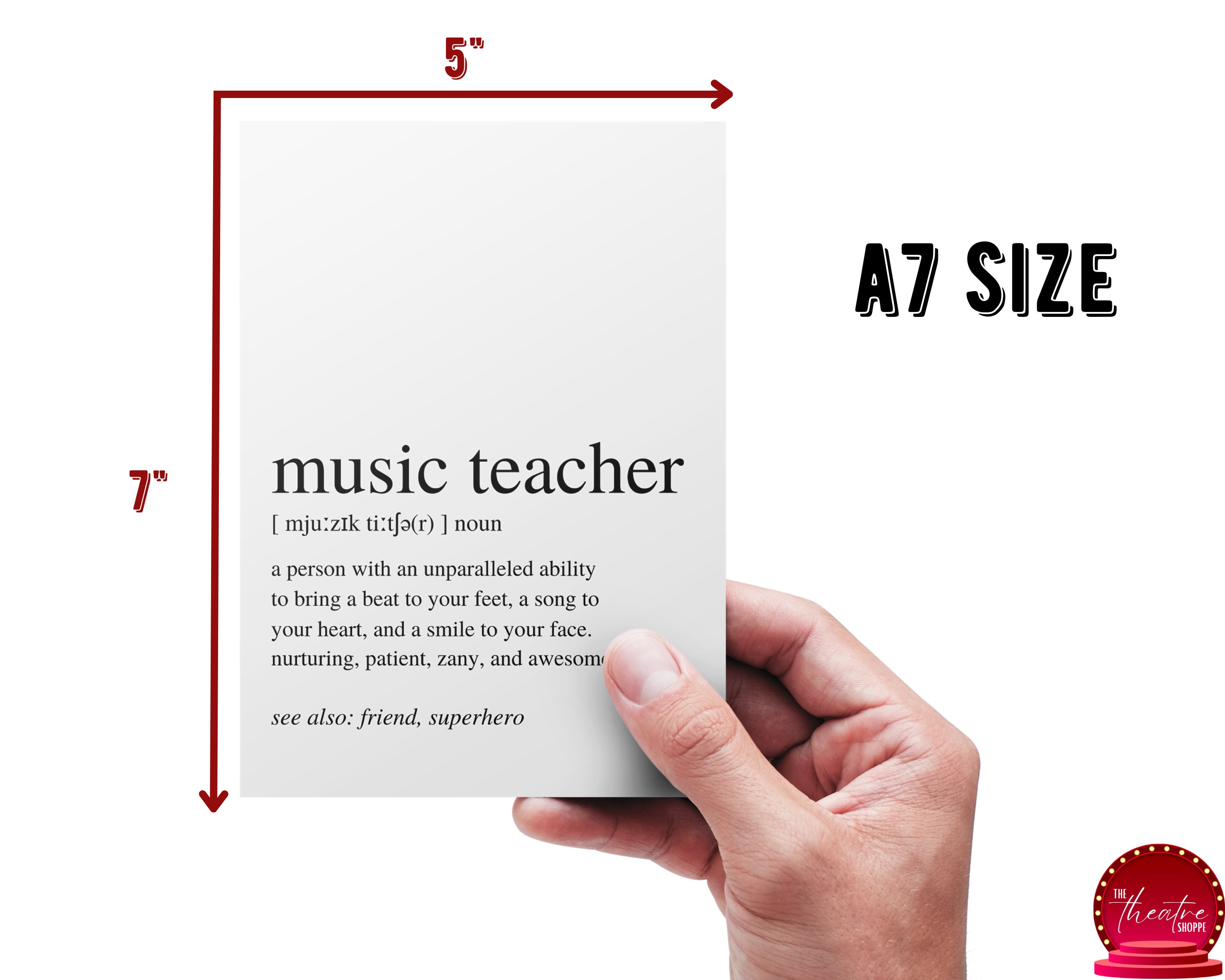 Music Teacher Definition Card | Teacher Appreciation Week, Card for ...