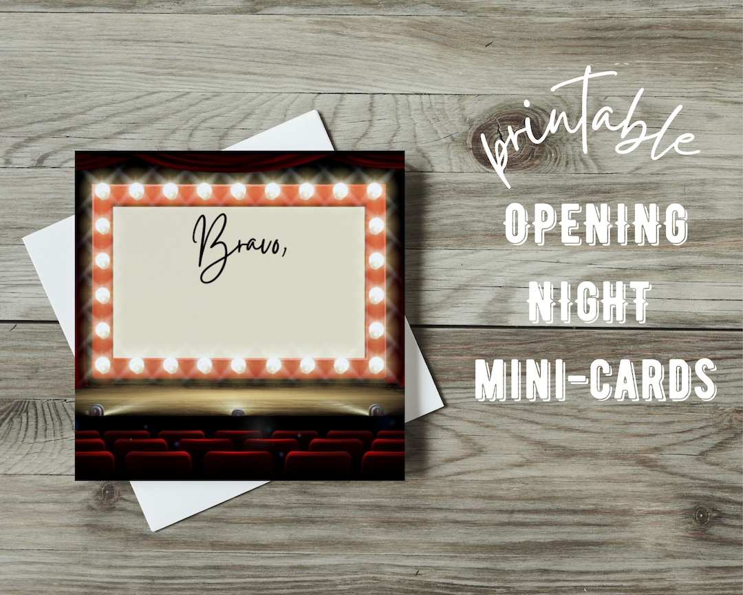 Opening Night Cards for Theatre | Printable Mini-cards for Theatre Cast ...