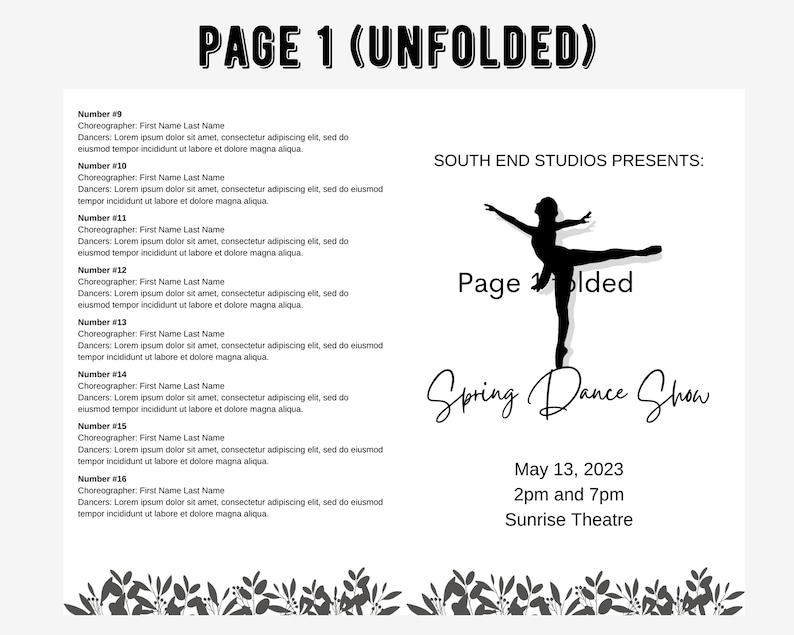 Dance Recital Program Template: Simple Bi-fold Design (canva Editable ...