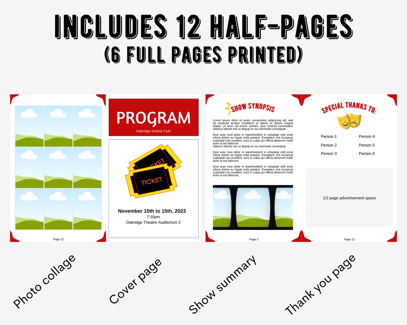 12-page Theatre Program Template: Playbill, Musical, Recital (canva ...