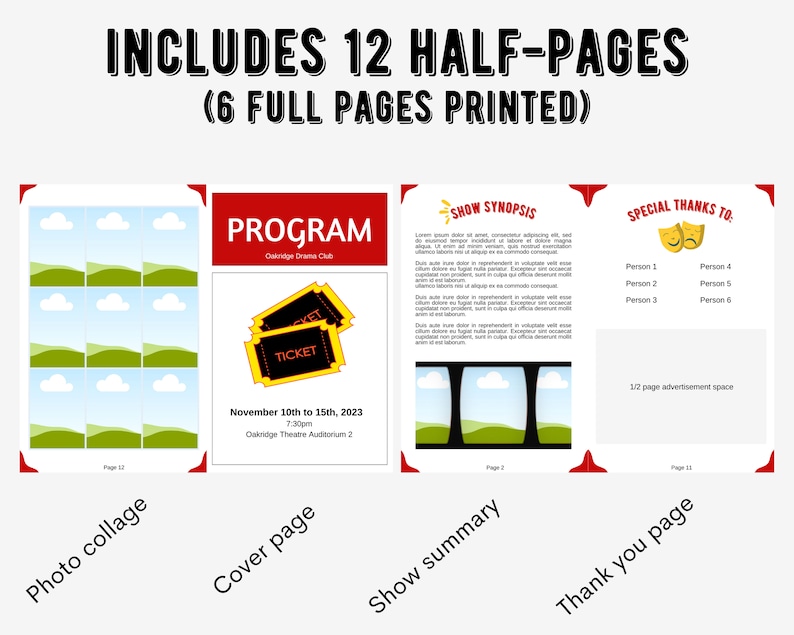 12-page Theatre Program Template: Playbill, Musical, Recital (canva ...
