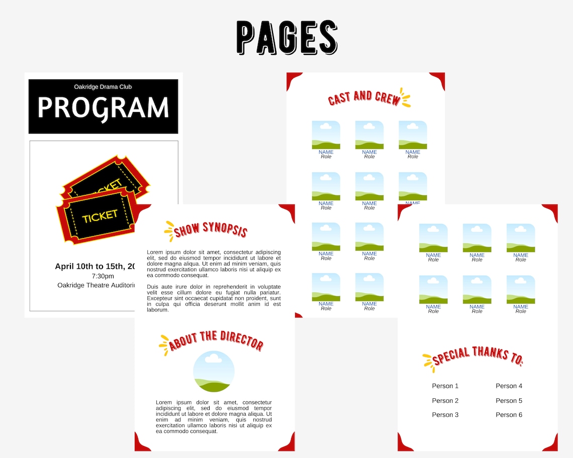 4-page Theatre Program Template: Playbill Design (canva Editable) - Etsy