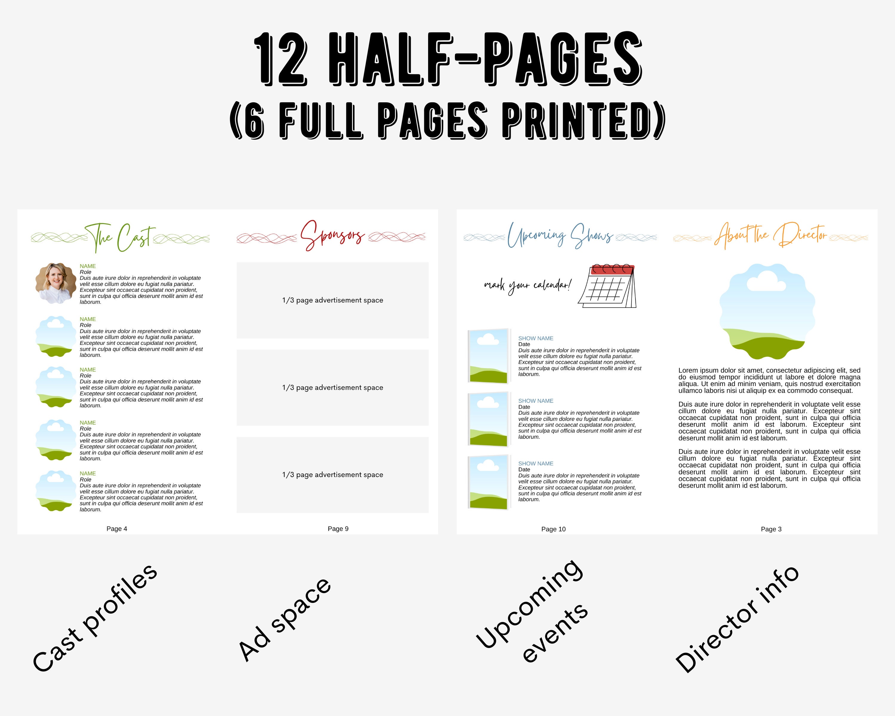 Theatre Playbill, Programme Canva Template | 12-page Printable Program ...