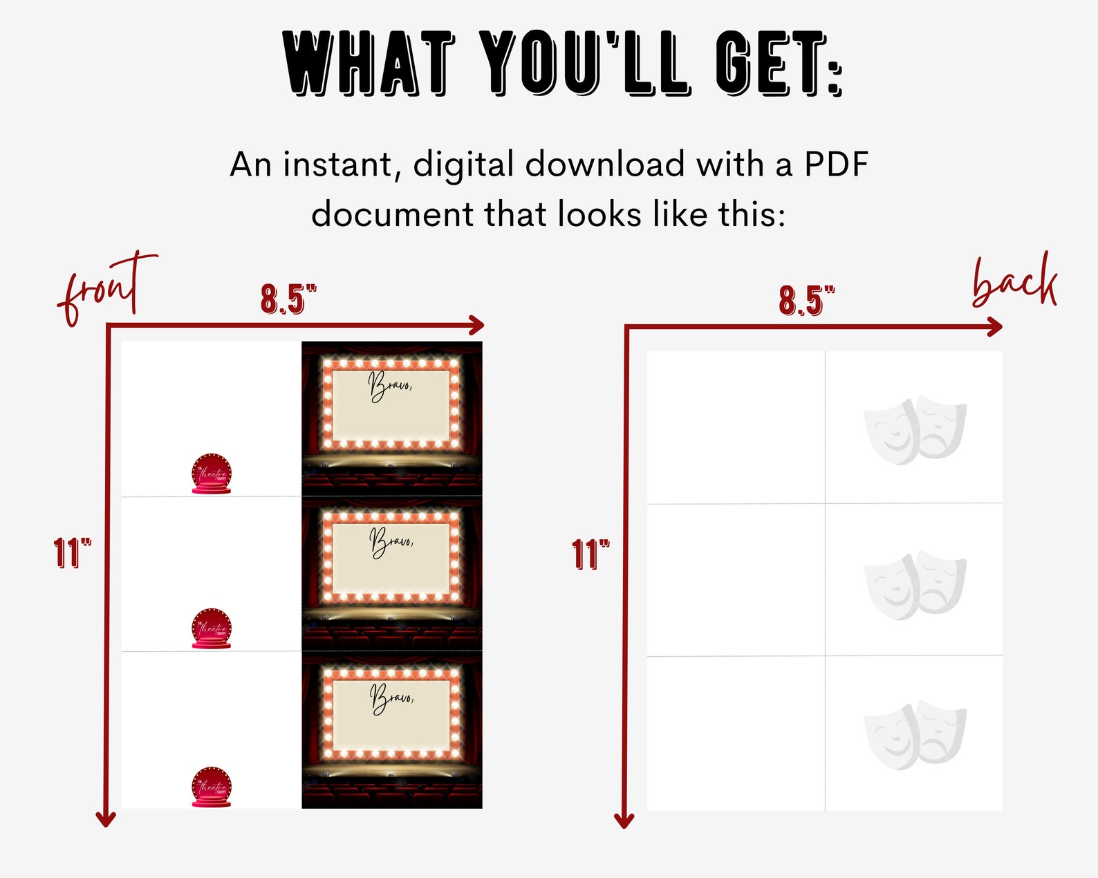 Opening Night Theatre Cards: Printable Cast & Crew Thank You (digital ...