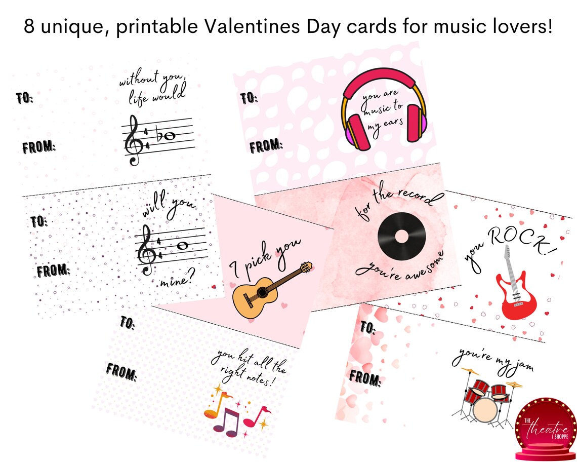 Music Pun Valentine Cards | Music Class | Printable Music-themed ...