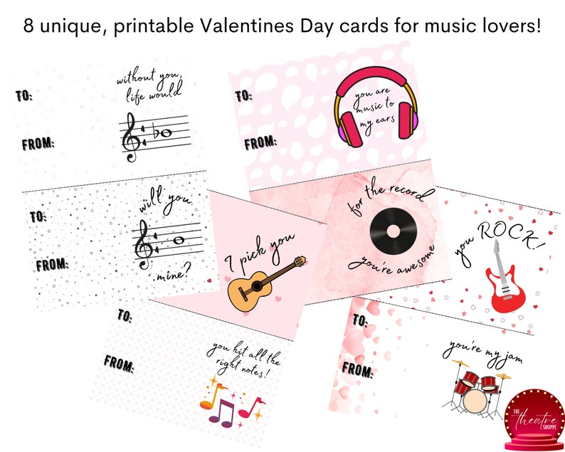 Music Pun Valentine Cards | Music Class | Printable Music-themed ...