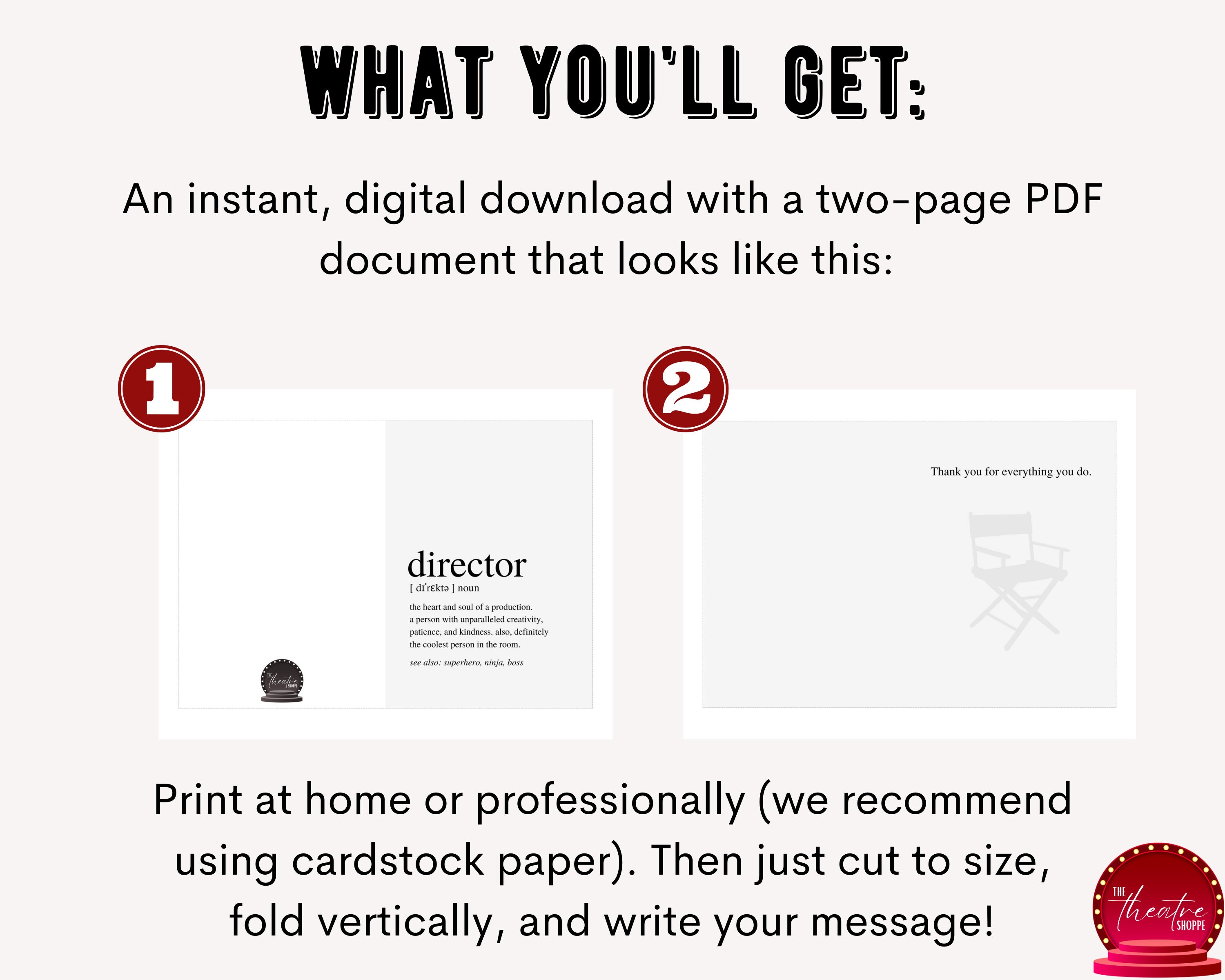 Director Definition Thank You Card: Printable Appreciation Gift (PDF ...