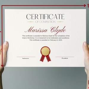 Completion Certificate Template, Printable | Course, Training ...