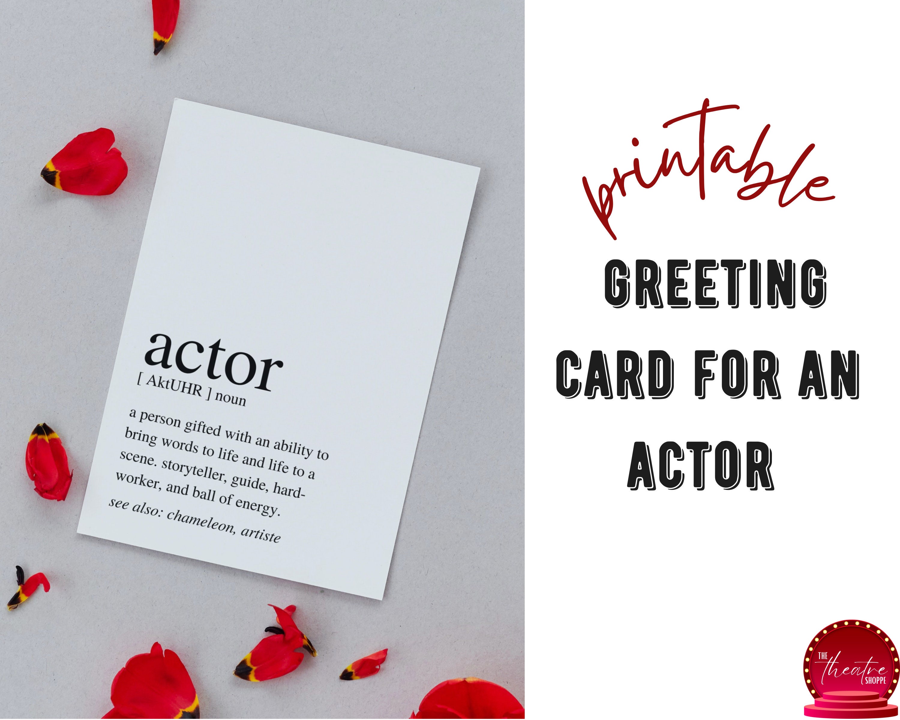 Actor Definition Greeting Card: Congratulations or Thank You (printable ...