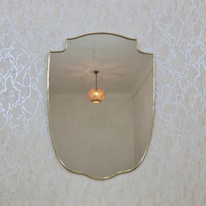 Antique Brass Mirror , Italian Shield Form Brass Wall Mirror - Etsy