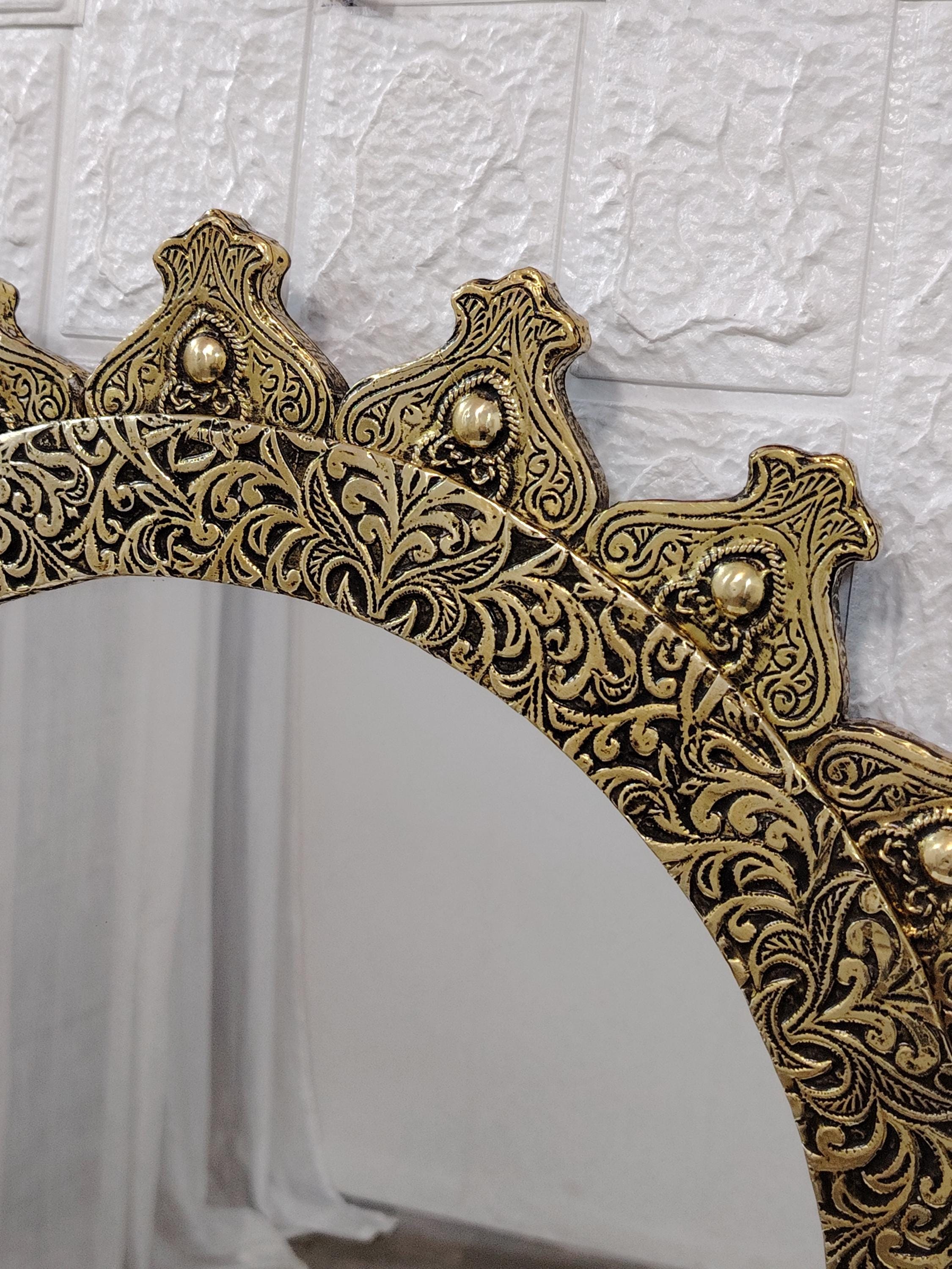Moroccan Brass Sun Mirror: Carved Antique Wall Decor - Etsy