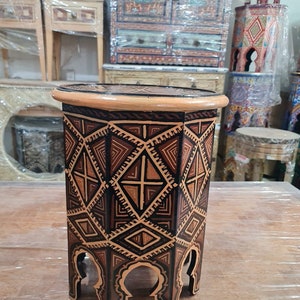 Moroccan Wood Table, Moroccan Table, Cofee Table, Round Wood Coffee ...