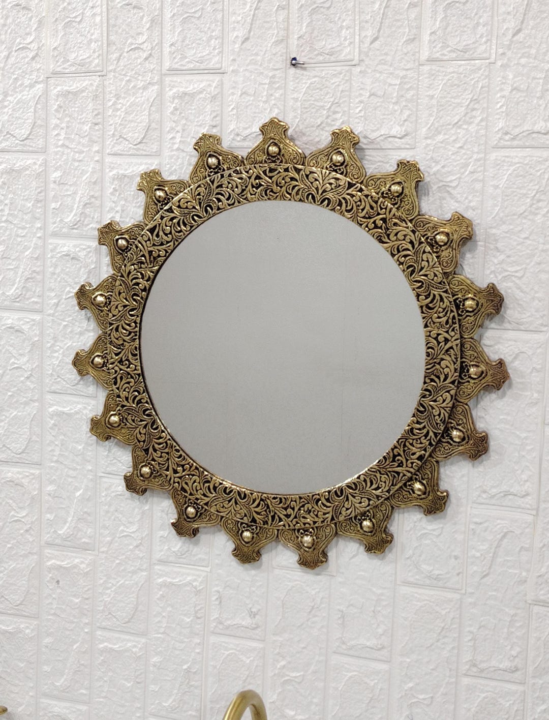 Moroccan Brass Mirror Sun-shaped Mirror Curvy Mirror Wall Mirror ...