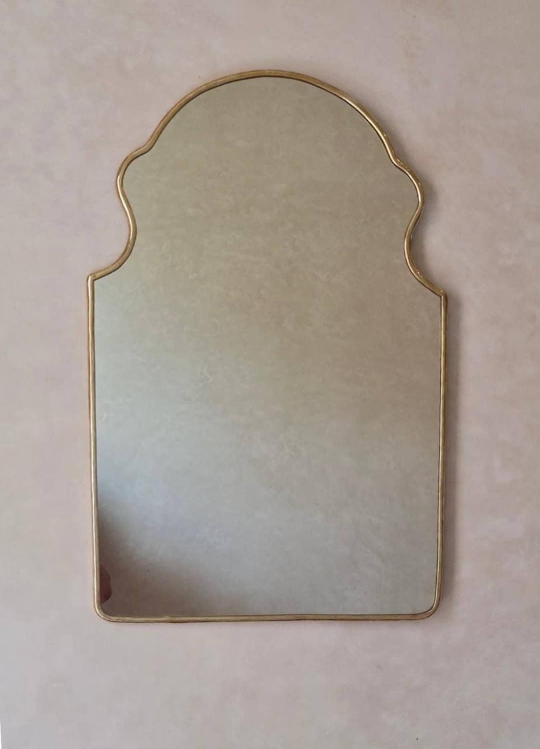 Italian Wavy Mirror Curved Antiqued Brass Mirror Irregular Mirror Gold ...