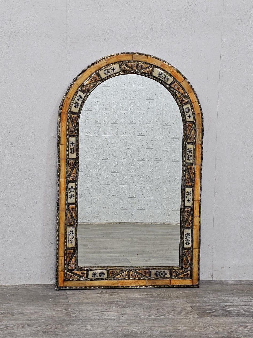 Vintage Berber Arch Mirror: Handmade Moroccan Bone Inlay - Etsy