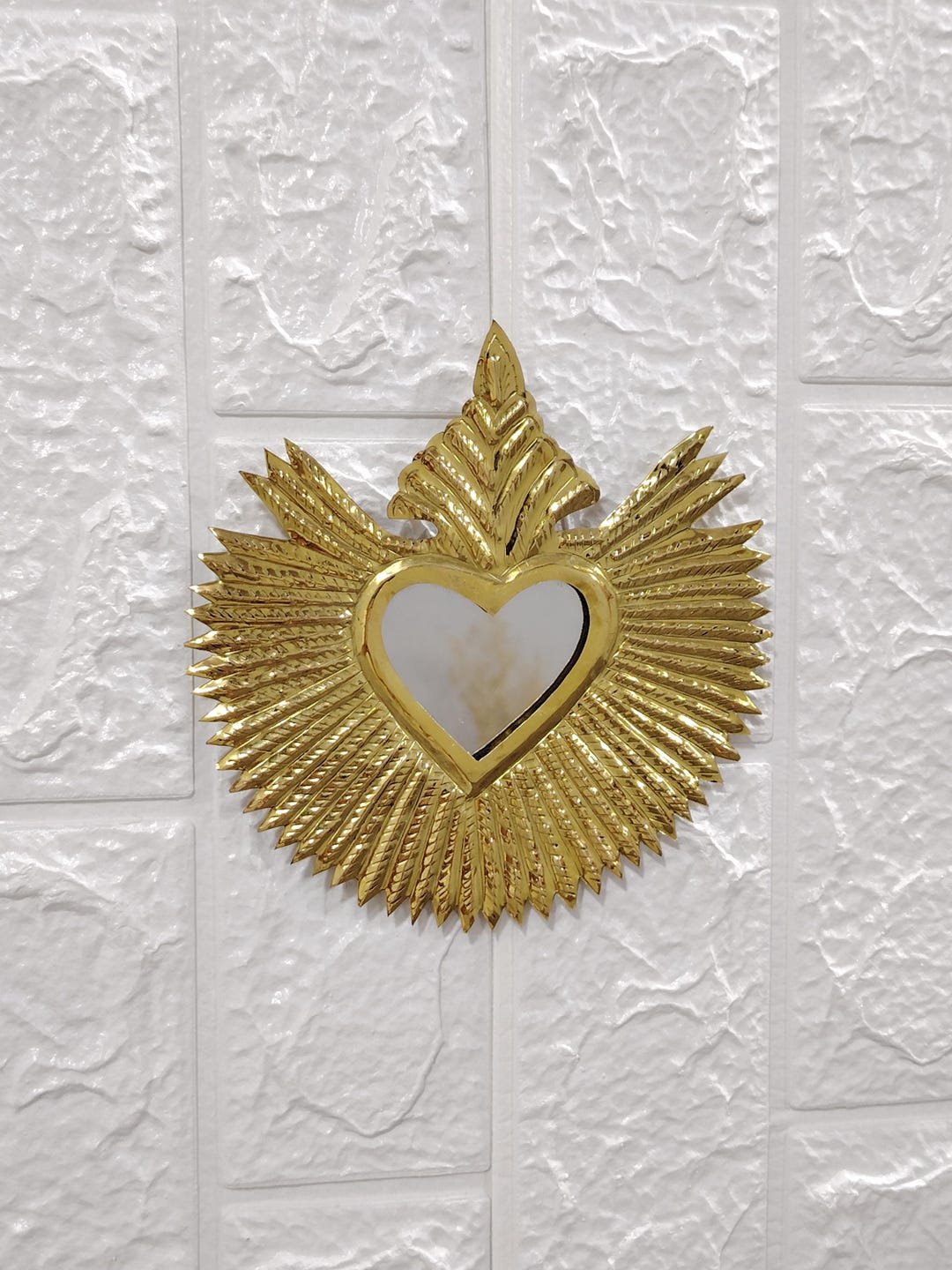 Moroccan Boho Brass Heart Mirrors Set of Solid Brass Gold Mirror ...