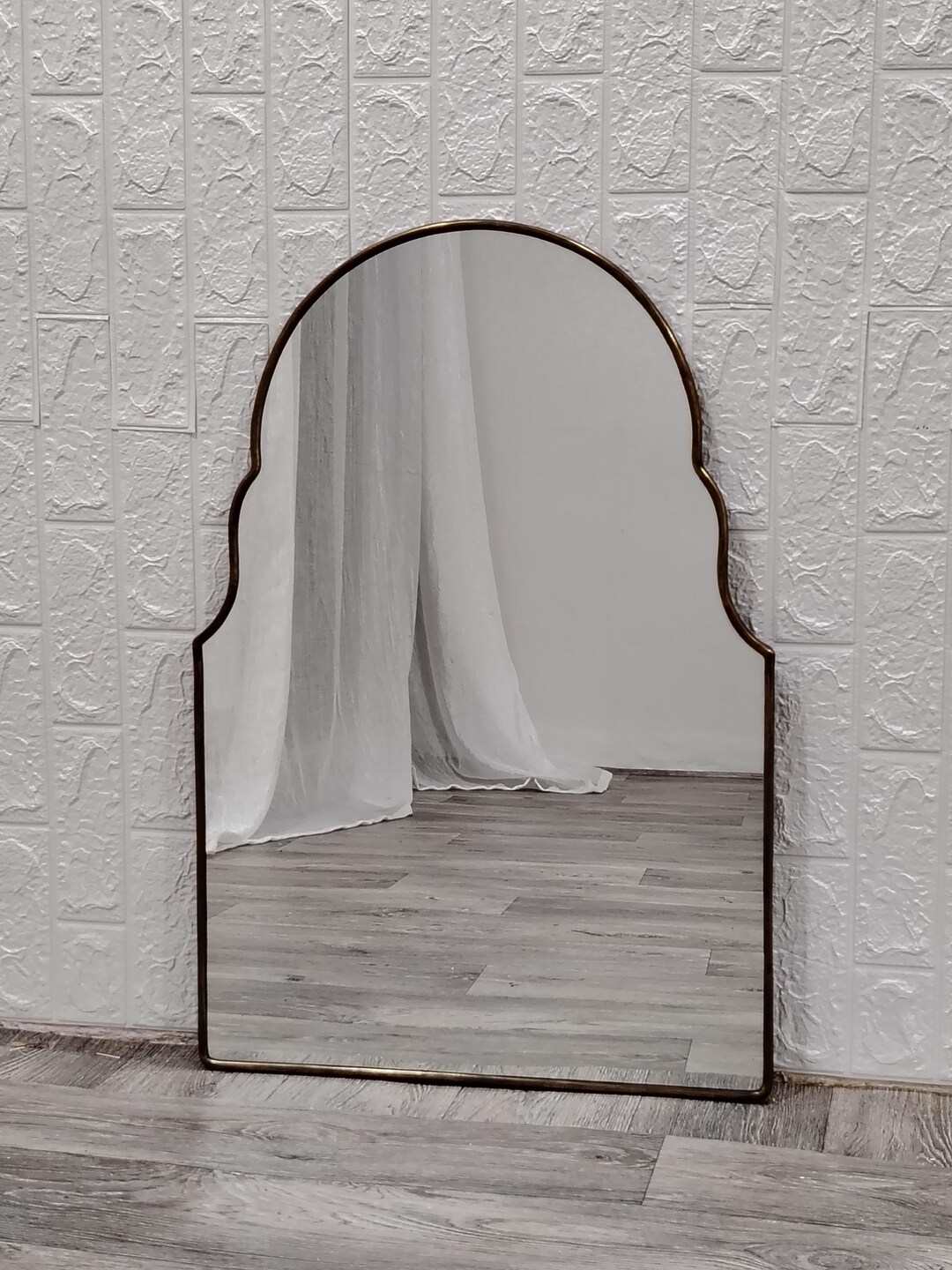 Italian Floor Bronze Brass Mirror Bronze Arch Mirror Wavy Mirror Brass ...