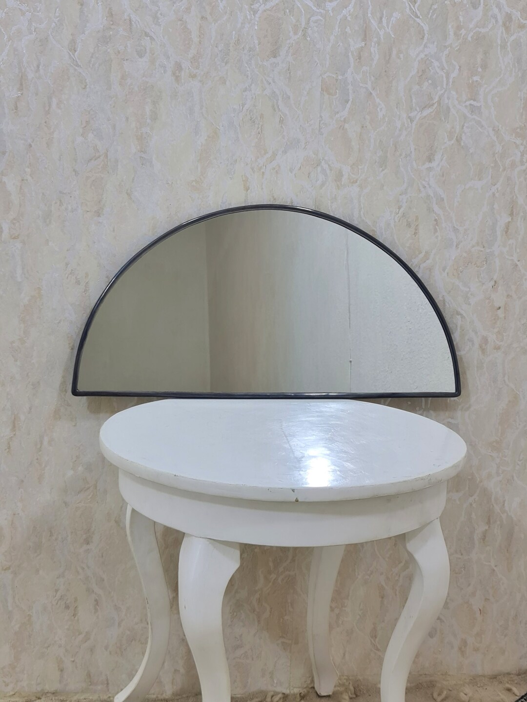 Half Circle Mirror Brass Border Handmade Wall Mirror Round Mirror Oval ...