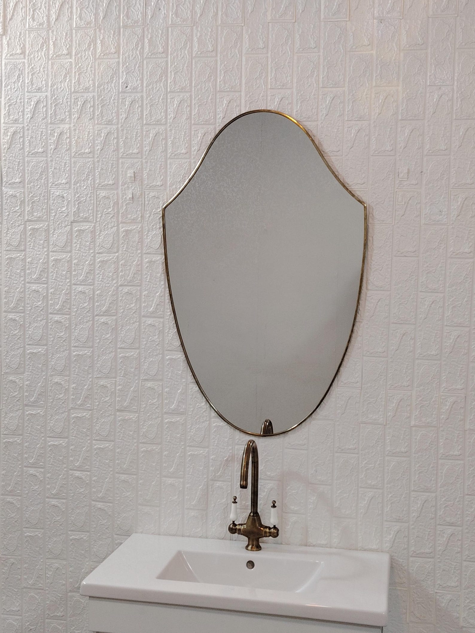 Antique Brass Mirror Italian Shield Mirror Brass Wall Mirror Vanity ...