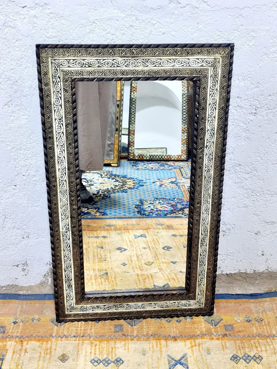 Vintage Bone Mirror,moroccan Bone Mirror, Large Mirror Floor Wall ...